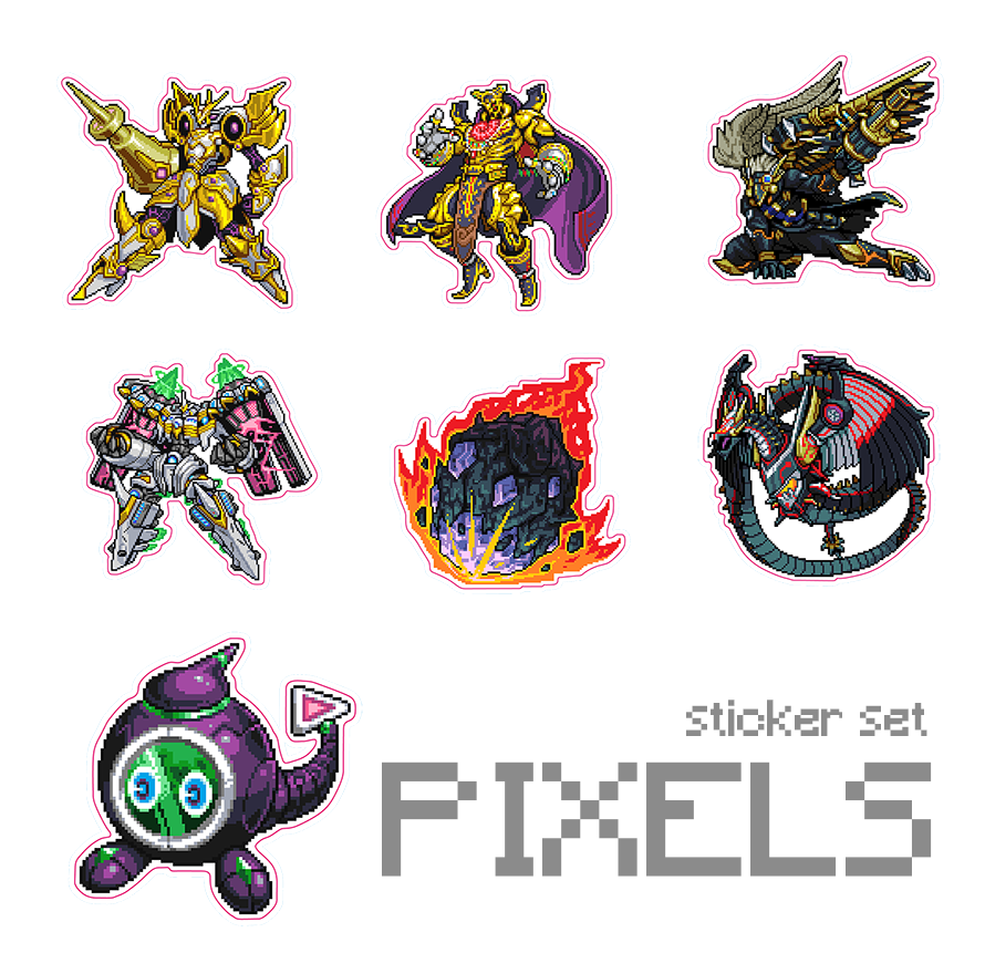 Pixels Sticker Set (Set of 7 Outdoor Vinyl Stickers) – Mana Moon